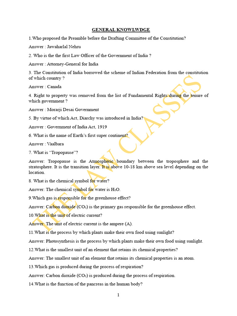 General Knowledge and Landmark Cases | PDF | Sodium Bicarbonate | Blood