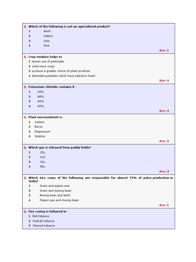 Agriculture Model Paper | PDF | Rice | Agriculture