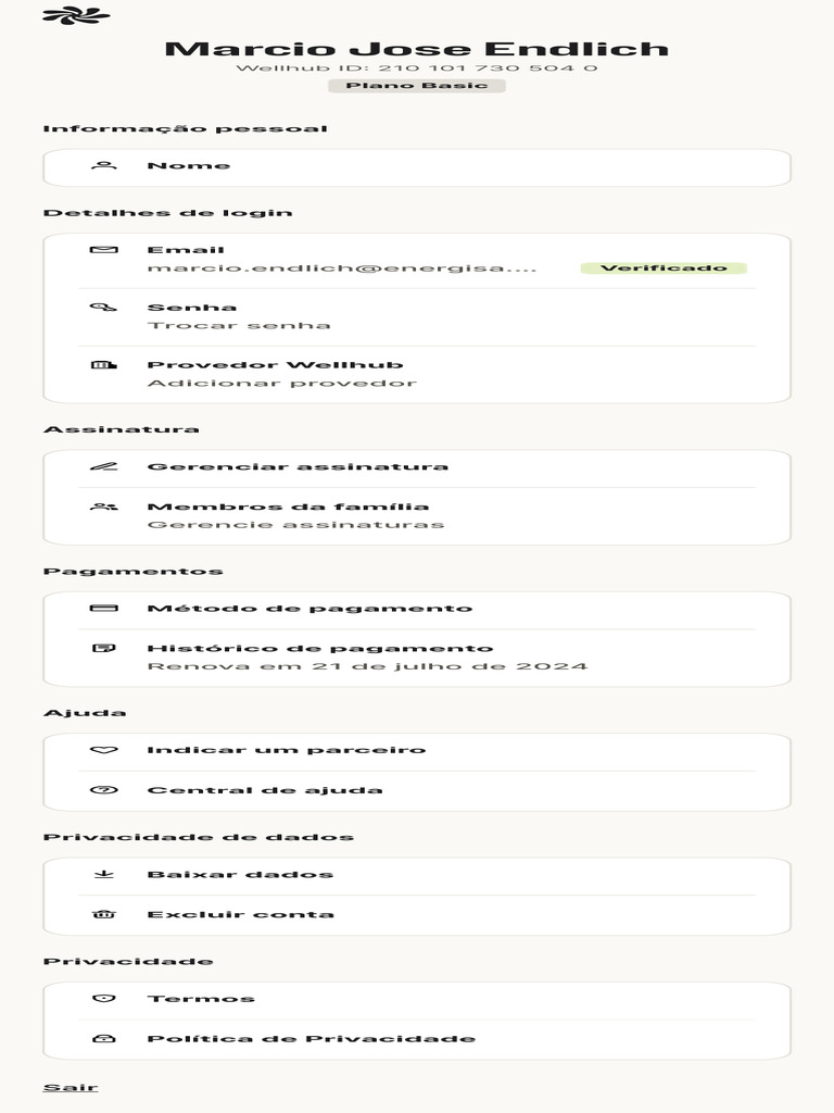 Gerenciamento de Conta Wellhub: Marcio Endlich | PDF