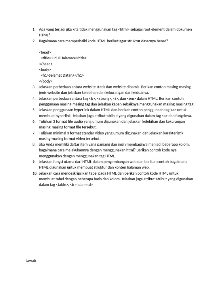 Soal Hots HTML Esai | PDF