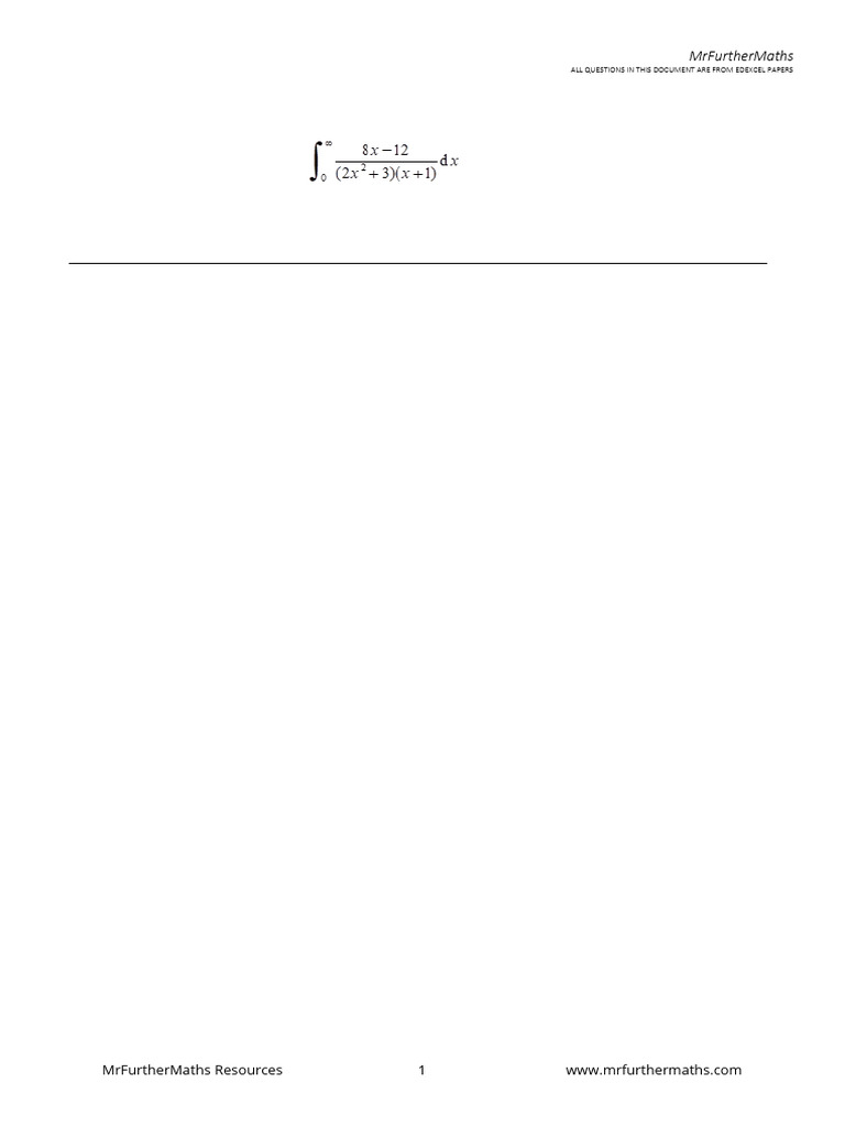 9FM0 Core Topic 5 Further Calculus Exam Questions 2 | PDF ...