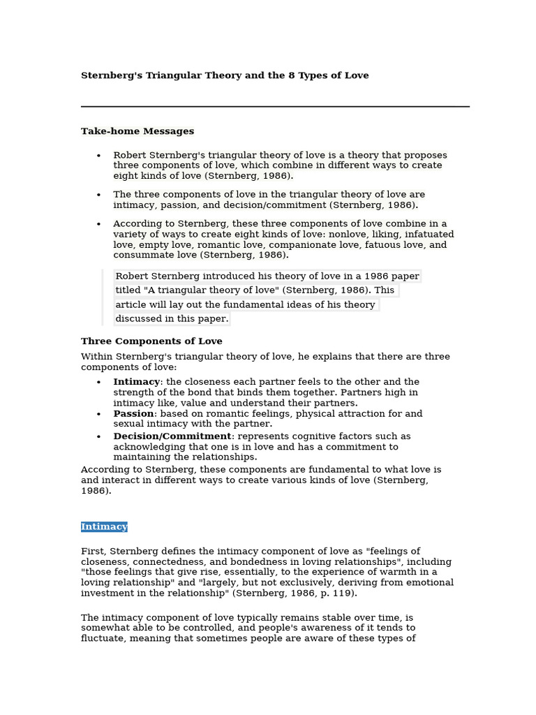 Sternberg's Triangular Theory | PDF | Love | Intimate Relationships