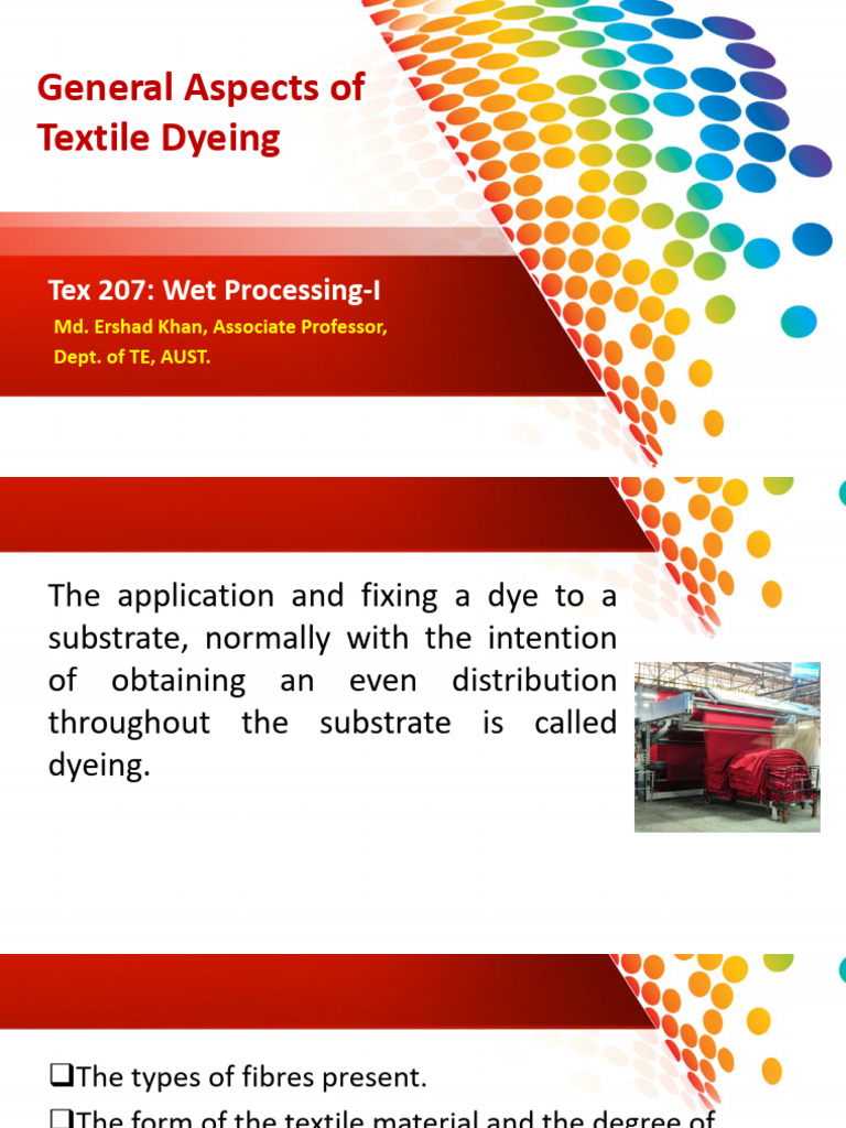 Tex 207 Chapter-3 General Aspects of Textile Dyeing | PDF | Dyeing ...