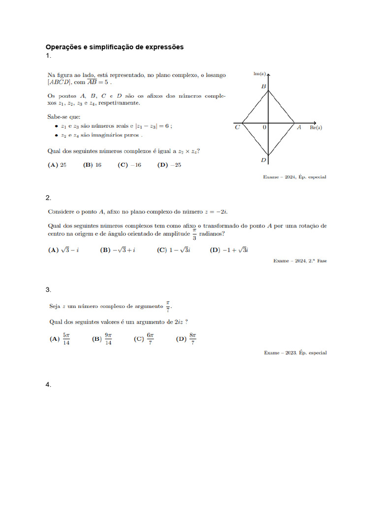 Complexos_Exames desde 2020 (2) | PDF
