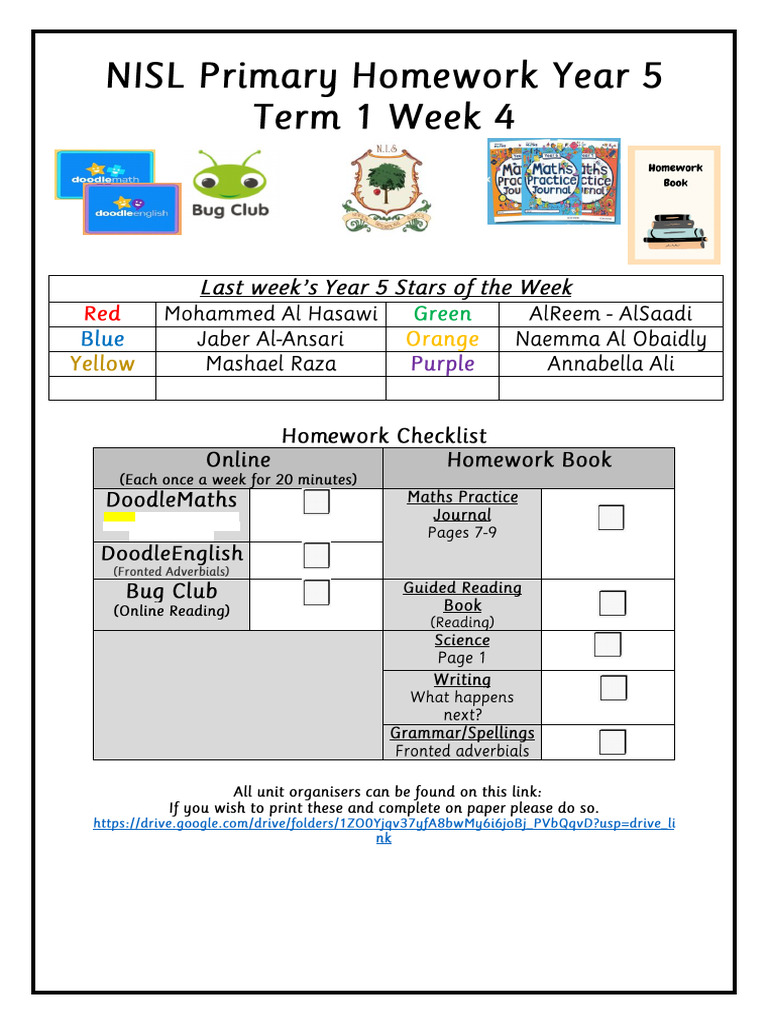 NISL Primary Homework Week 4 | PDF
