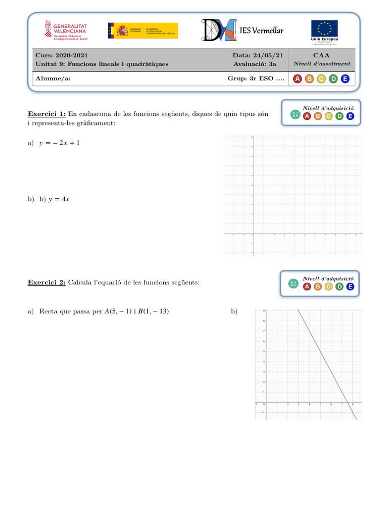 P8-Funcions Lineals I Quadratiques | PDF
