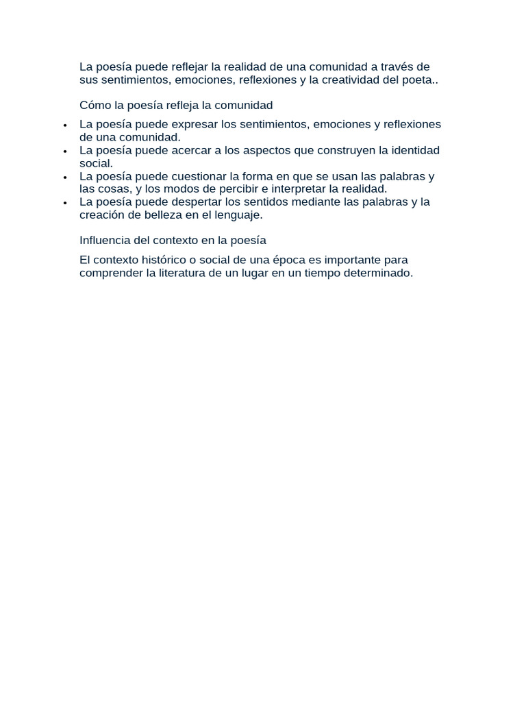 La Poesía Puede Reflejar La Realidad de Una Comuni | PDF