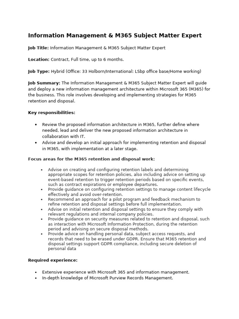 IM-M365 SME Role Profile - Docx Filename ISO-8859-1''IM-M365 SME Role ...