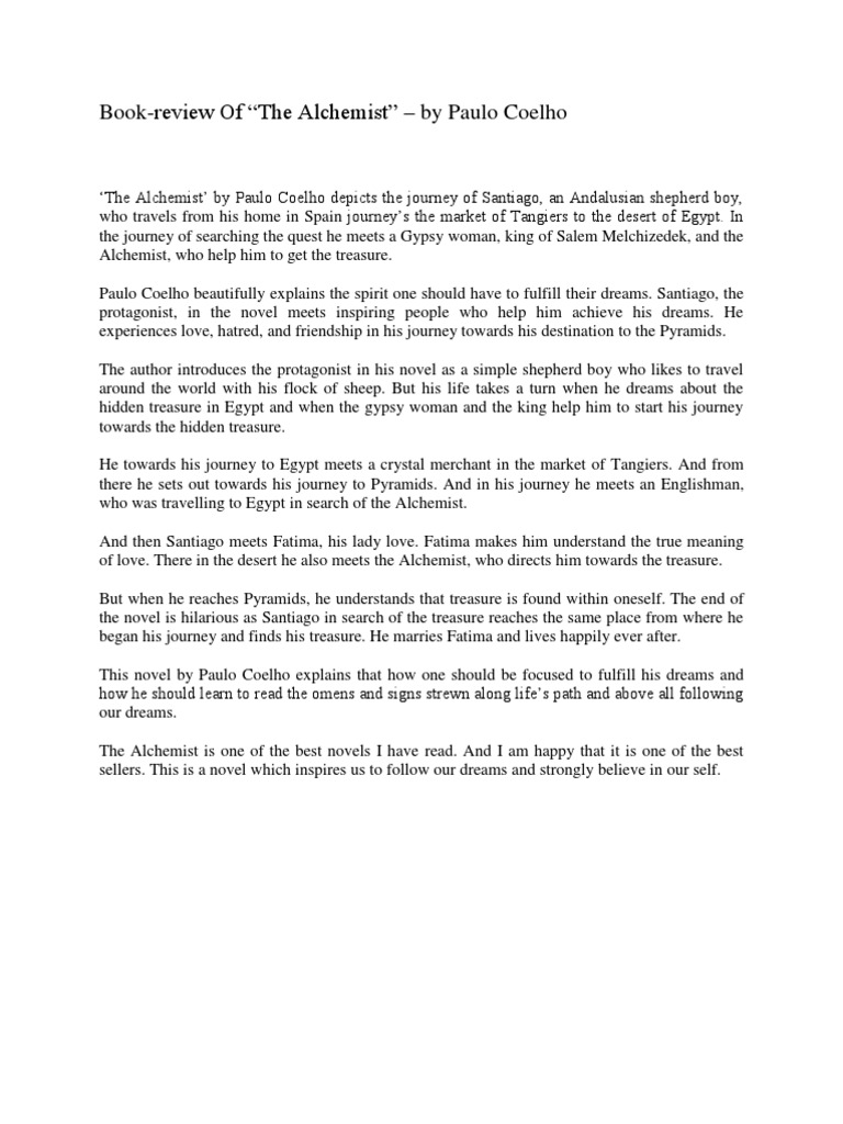 Book-Review of "The Alchemist" - by Paulo Coelho | PDF | General Fiction