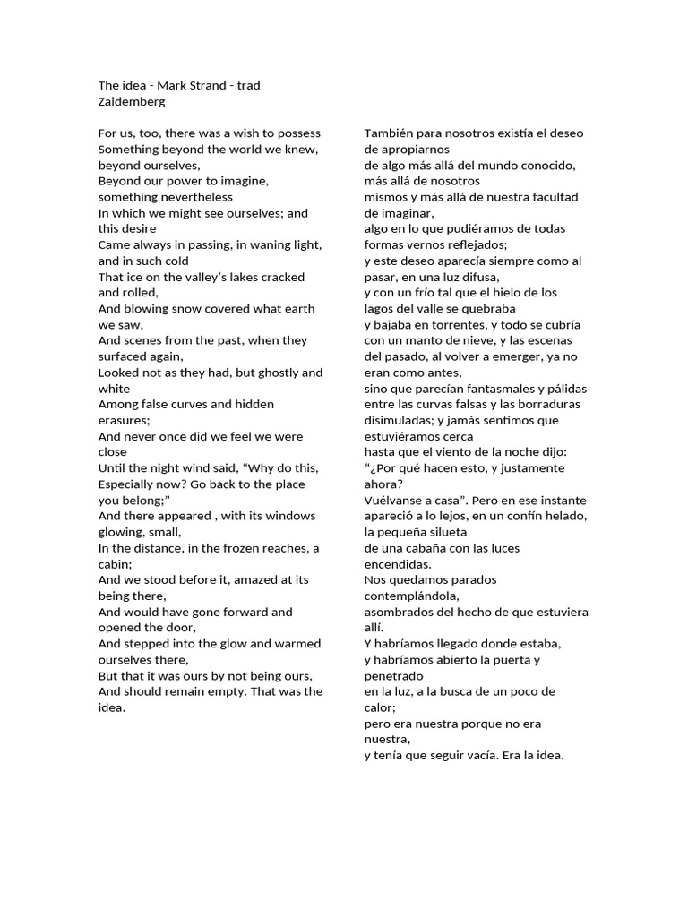 The Idea - Mark Strand - Trad Zaidemberg | PDF