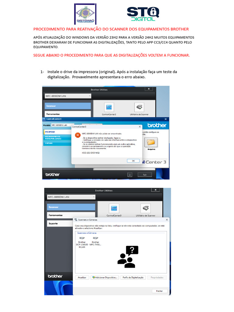 Procedimento para Reativação Do Scanner Dos Equipamentos Brother | PDF