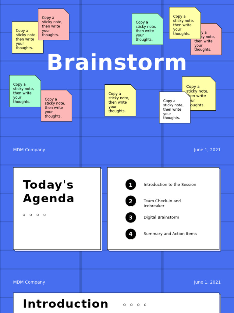 Blue Memphis Design Grid Digital Brainstorm Presentation | PDF | Brainstorming