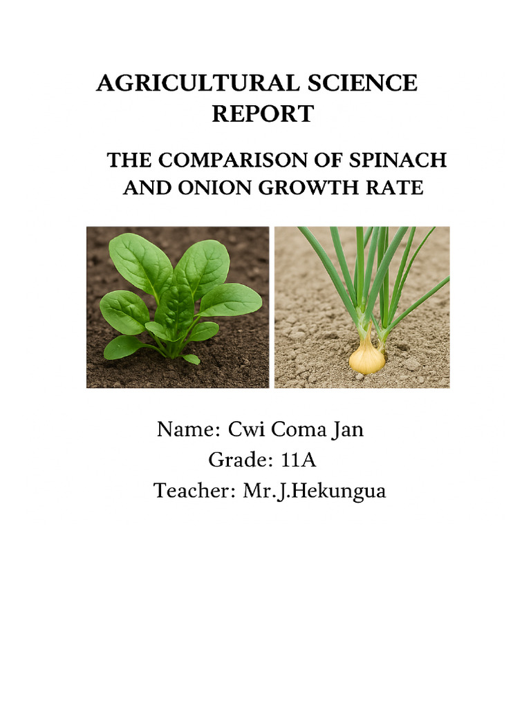 Final Ordered Agricultural Science Report | PDF | Onion | Spinach