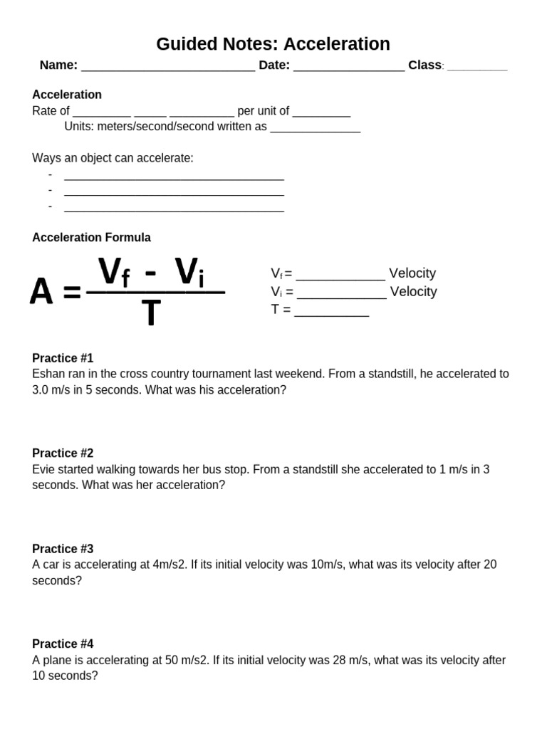 Acceleration Guided Notes | PDF
