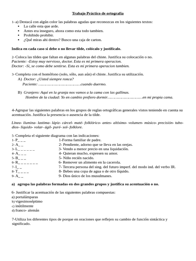 Ejercicios Prácticos de Ortografía y Tildes | PDF