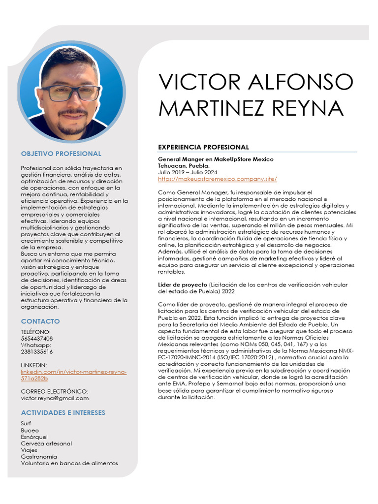 CV Victor | PDF | Planificación estratégica | Business