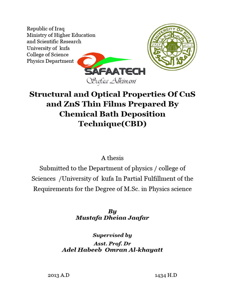 Chemistry Thesis Dedicated to Adel | PDF | Nucleation | Adsorption