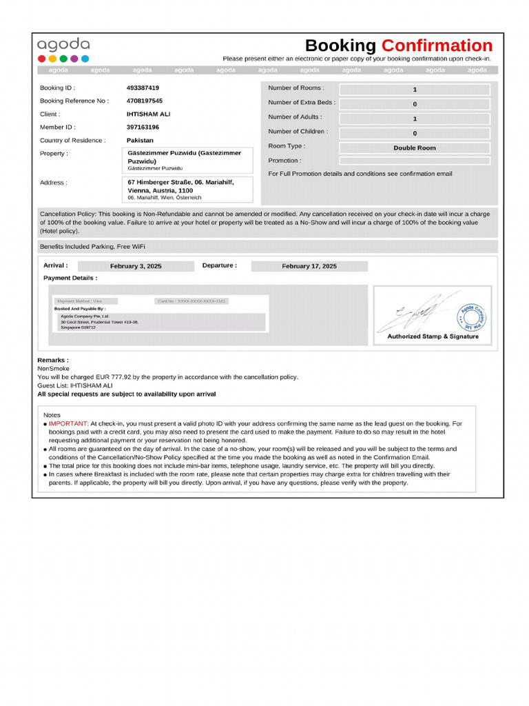 Hotel Booking Ihtisham Ali | PDF