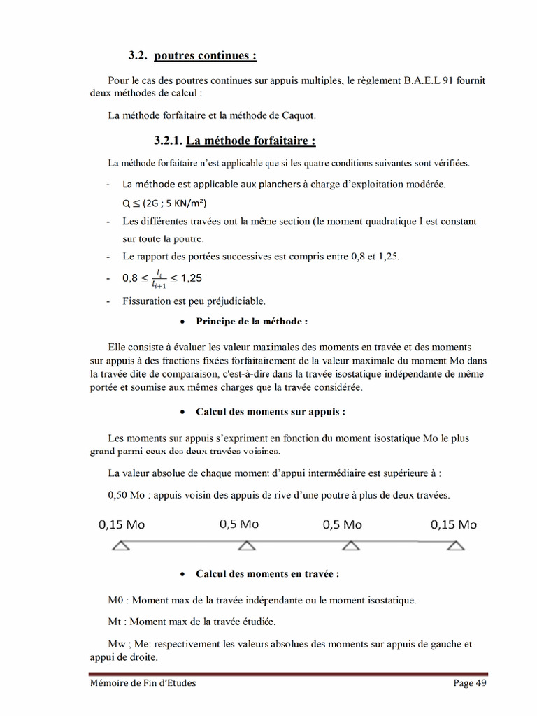 Exemple Poutre Continue (La Méthode Forfaitaire) | PDF