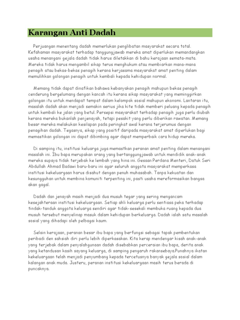 Karangan Anti Dadah | PDF