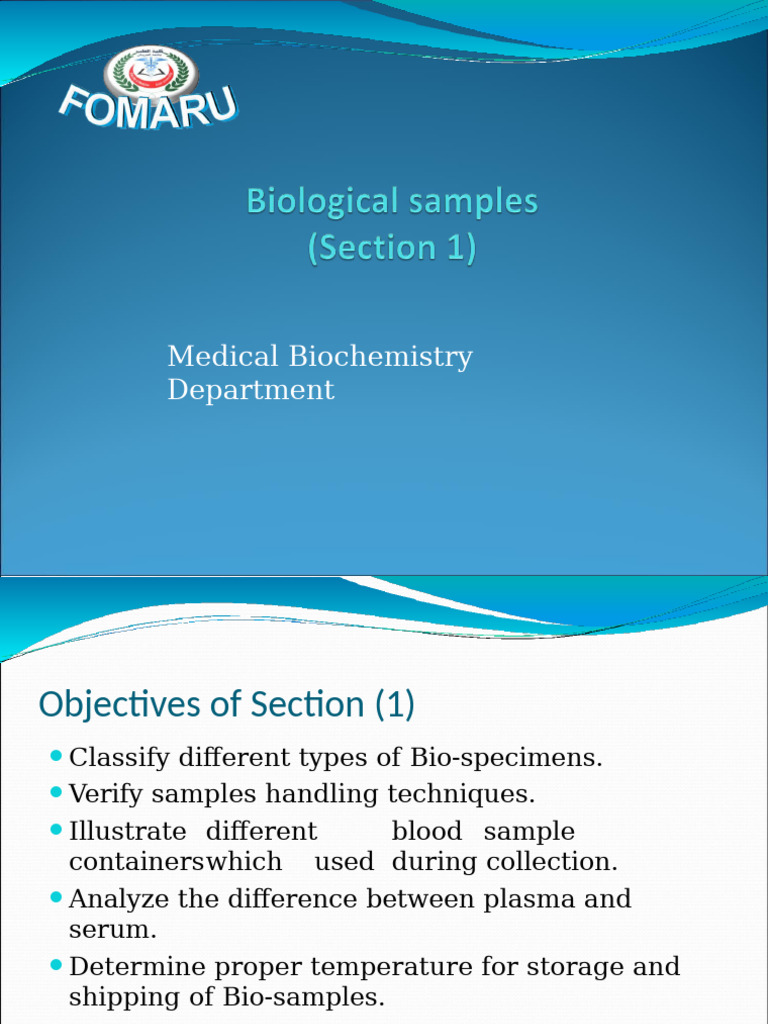 Lab 1 Biological Samples | PDF | Blood Plasma | Coagulation