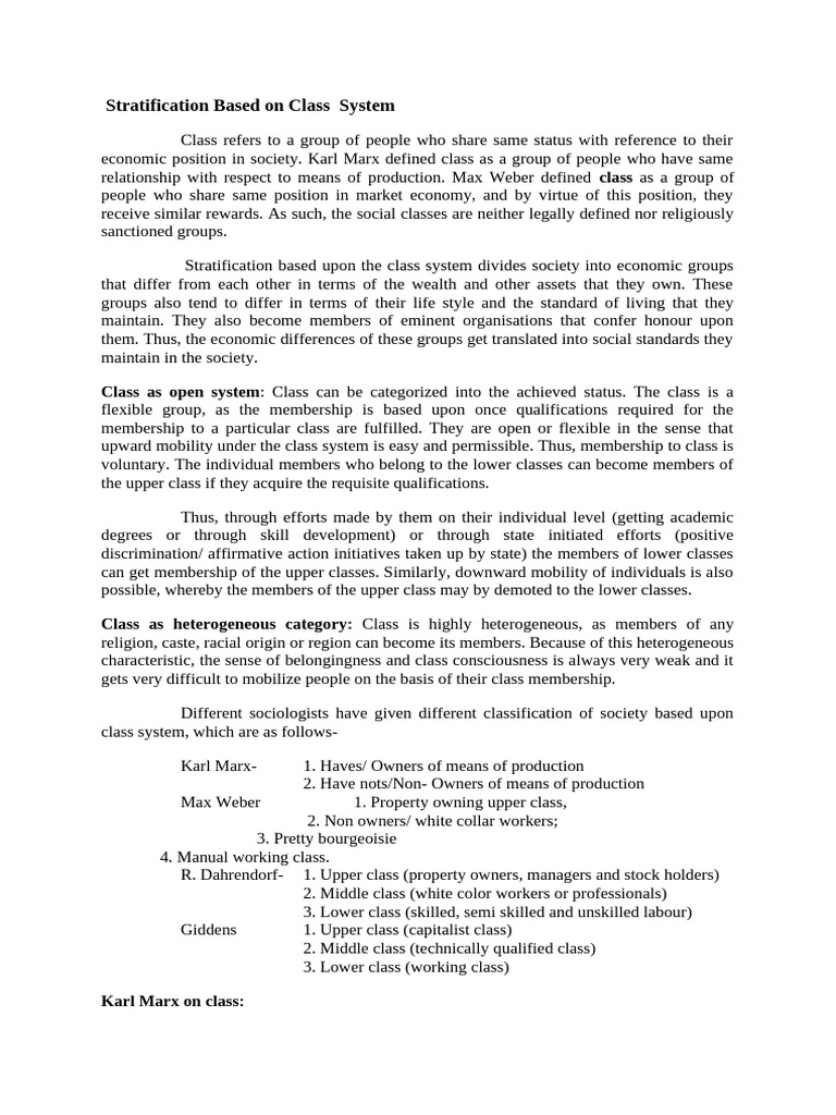 Class and Caste Concepts | PDF | Caste | Working Class