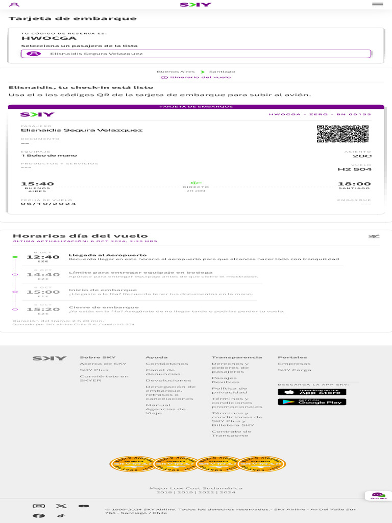 SKY Check-In | PDF | Aviación | aerolíneas