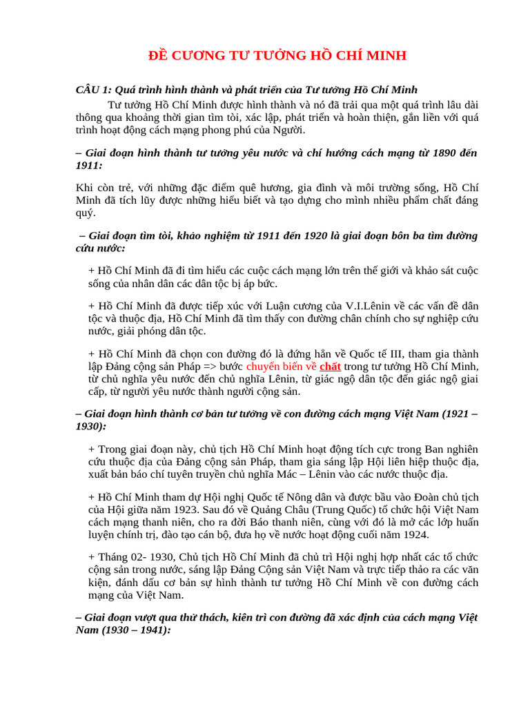 TTHCM - de Cuong Cuoi Ki | PDF