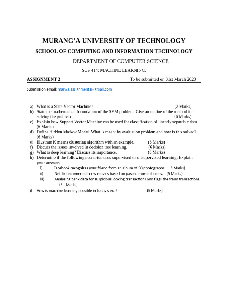 Machine Learning Assignment Overview | PDF