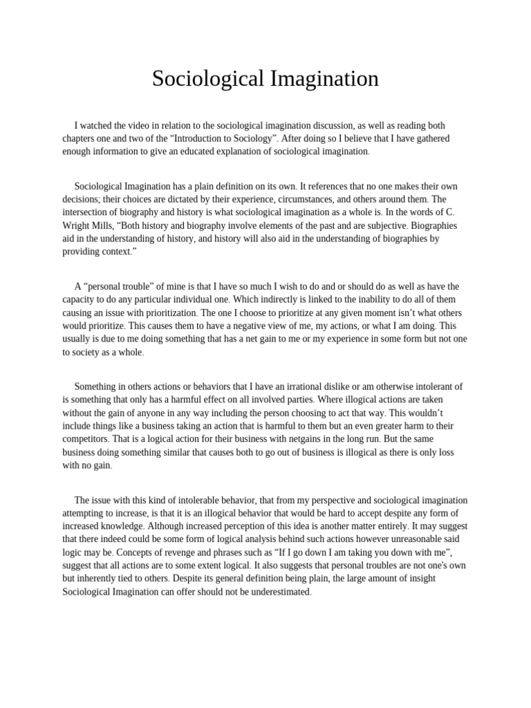 Sociological Imagination | PDF | Sociology | Imagination