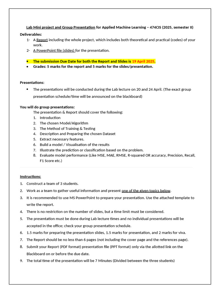 Mini-project+Presentation For Applied Machine Learning | PDF | Machine Learning | Computing