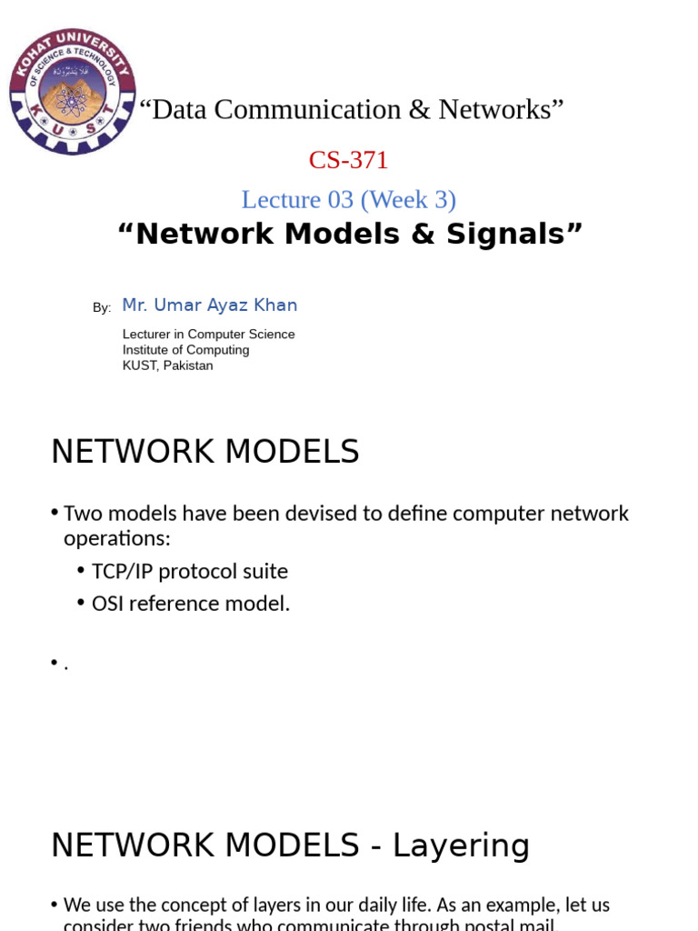 LECTURE 3 - Network Models Signals | PDF | Computer Network | Internet Protocol Suite