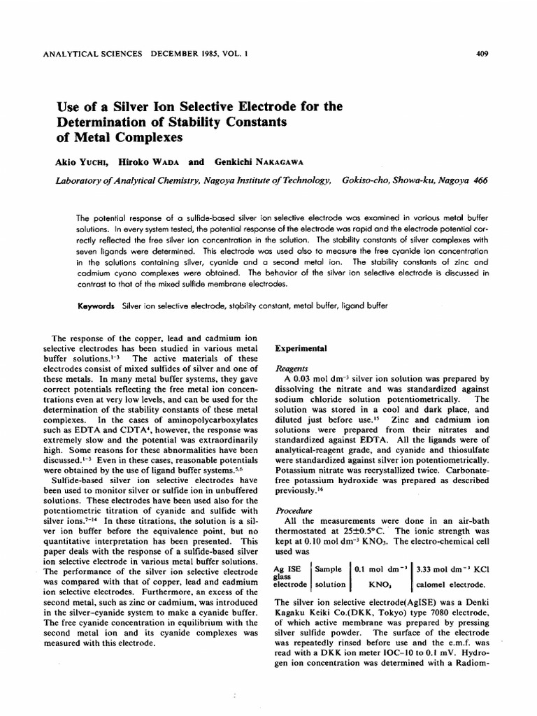 Use of Silver Ion Selective Electrode For The Determination of ...
