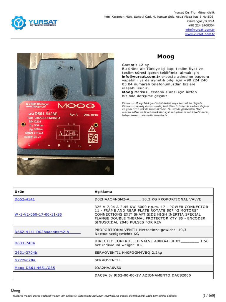 Moog Products and Contact Information | PDF | Equipment | Mechanical ...