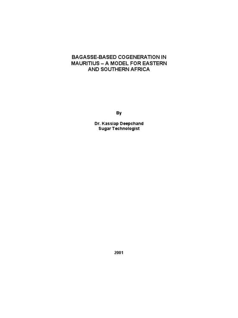 Bagasse Based On at Mauritus | PDF | Sugarcane | Cogeneration