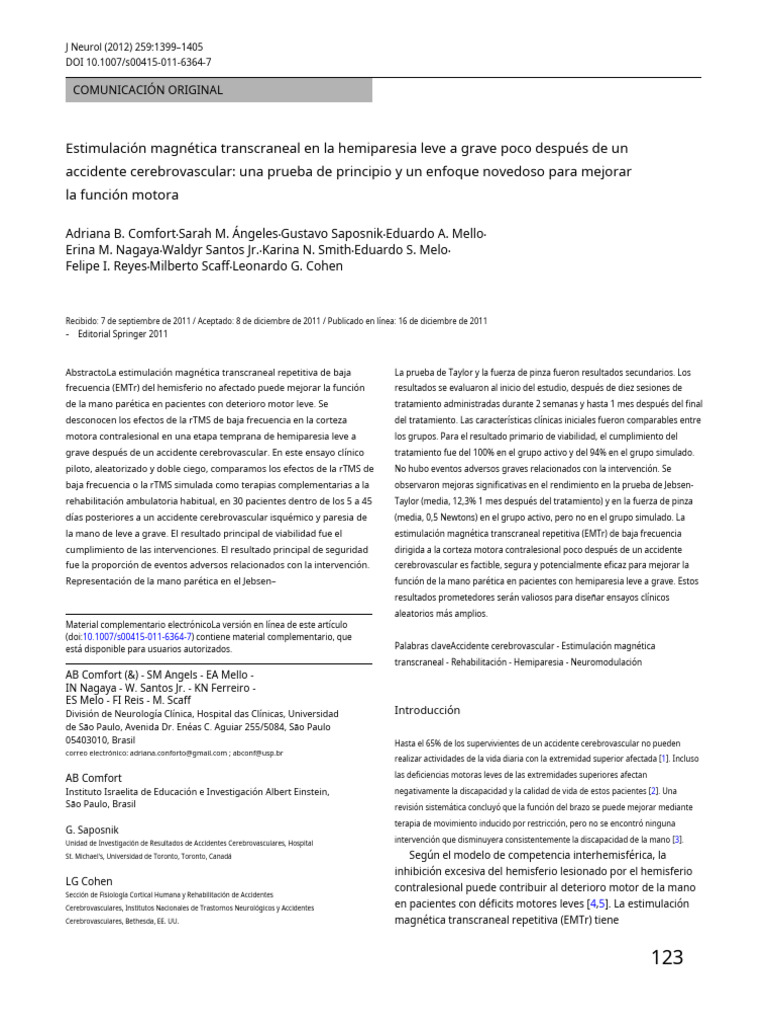 Protocolo 'Ictus Motor Post-Agudo. Variante 1' | PDF | Carrera | Terapia