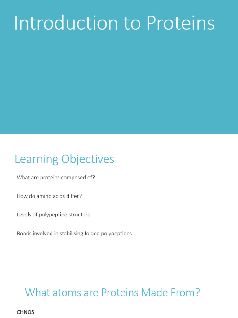 Intro To A-Acids and Proteins | PDF | Protein Structure | Amino Acid