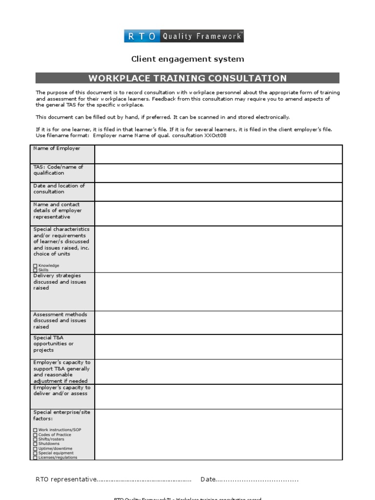 Workplace Training Consultation Template | PDF | Learning | Behavior ...