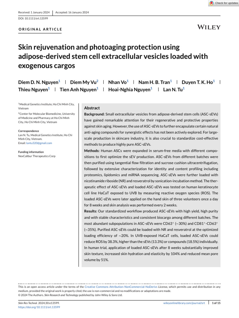 Skin Research and Technology - 2024 - Nguyen - Skin Rejuvenation and ...
