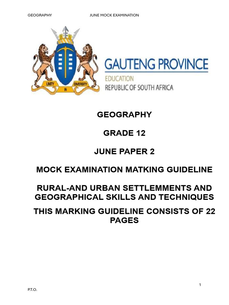 June Paper 2 Mock Exam Marking Guideline | PDF | Land Reform | Urbanization