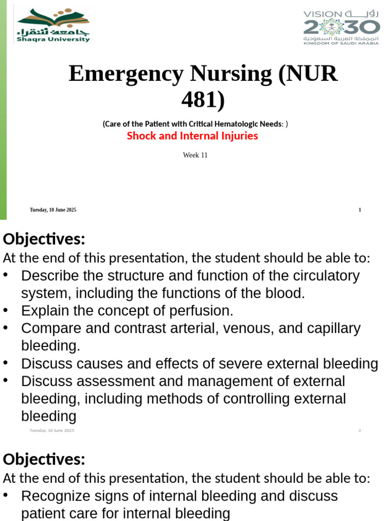 11 - Shock and Internal Injuries | PDF | Shock (Circulatory) | Bleeding