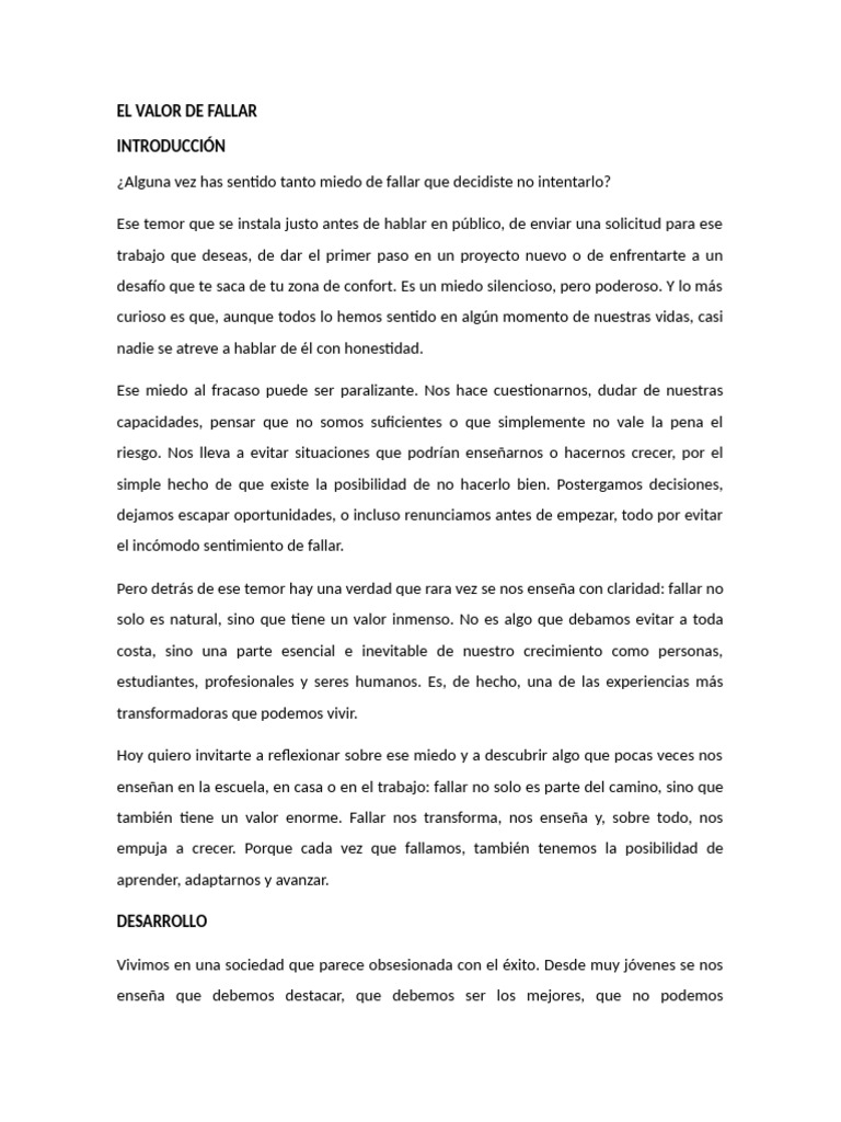 El Valor Transformador de Fallar | PDF | Temor | Verdad