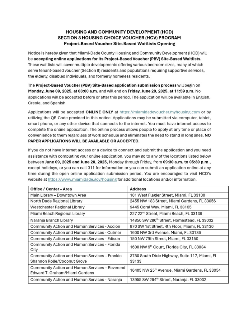 Housing and Community Development (HCD) Section 8 Housing Choice ...