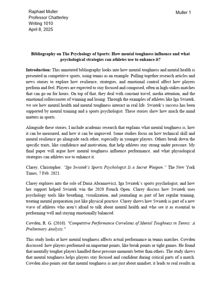 Annotated Bibliography - Raphael Muller | PDF | Mind | Psychology