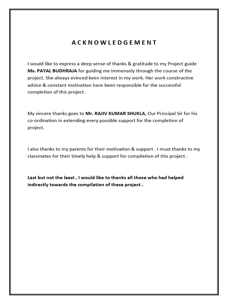 Acknowledgement: Ms. Payal Budhraja | PDF