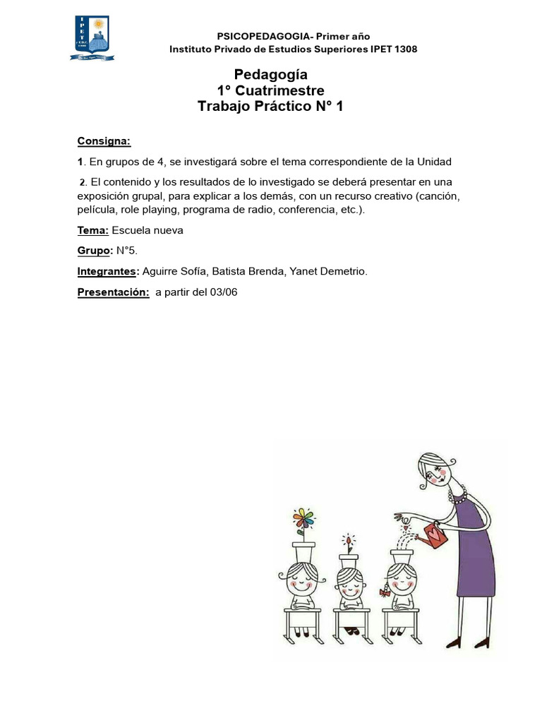 Pedagogía de la Escuela Nueva en IPET 1308 | PDF | Aprendizaje | Enseñando