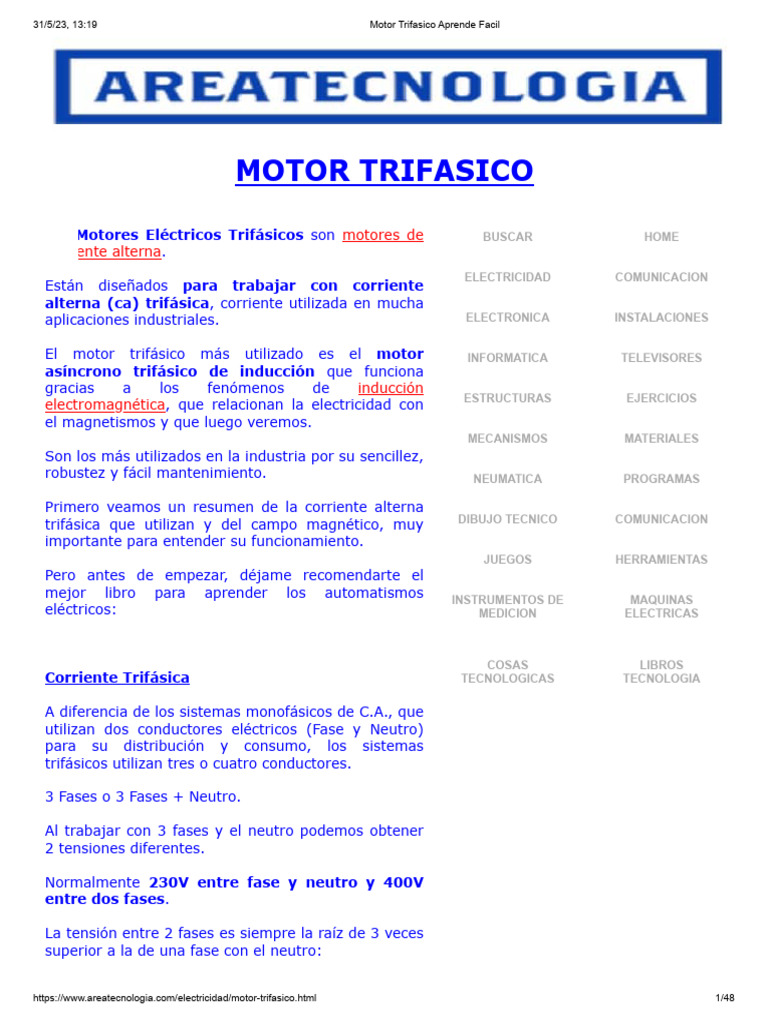 Motor Trifásico Aprende Facil | PDF | Corriente eléctrica | Imán