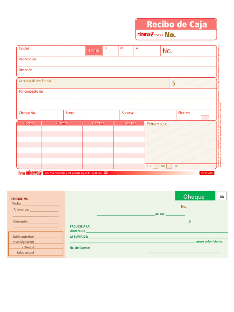 Comprobante de Egreso Recibo de Caja Cheque y Factura | PDF