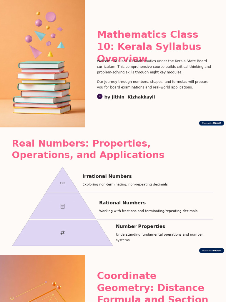Mathematics Class 10 Kerala Syllabus Overview | PDF | Quadratic ...
