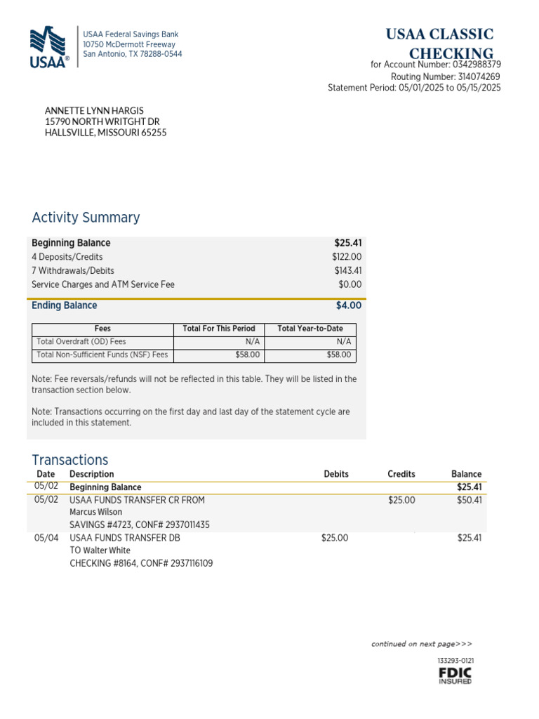 USAA Statement | PDF | Overdraft | Financial Services
